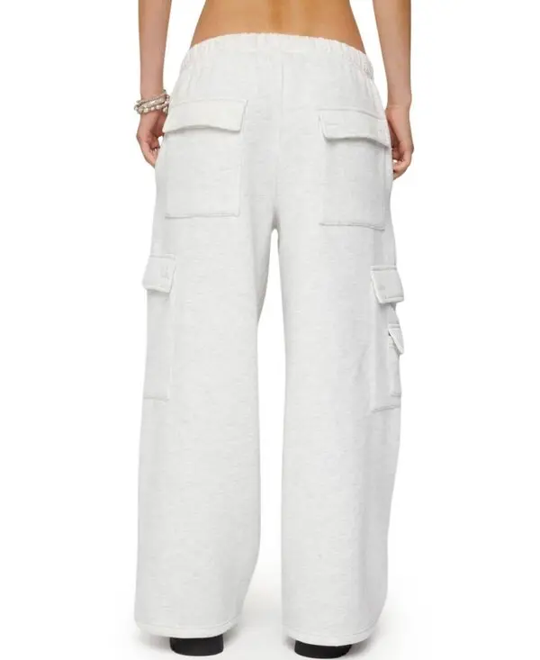 EDIKTED Wide Leg Cargo Sweatpants - Light-gray