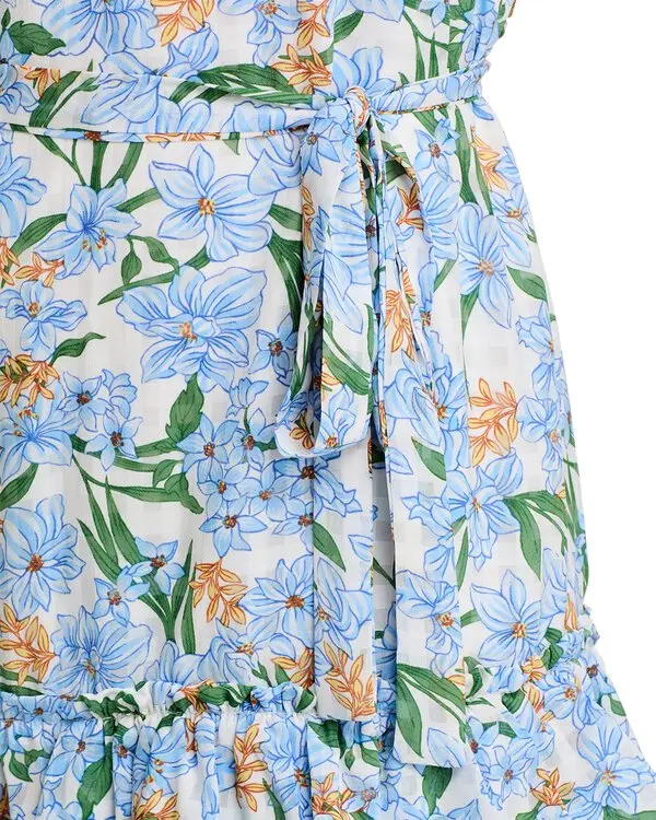 Aqua Floral Ruffle Mini Dress