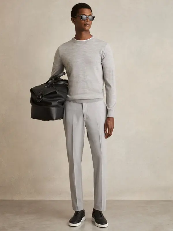 REISS Found Stretch Slim Fit Trousers - Grey