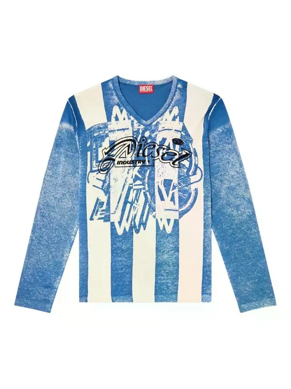 DIESEL® Oliba Stripe-print V-neck Sweater
