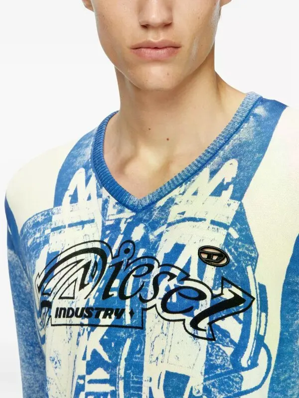 DIESEL® Oliba Stripe-print V-neck Sweater