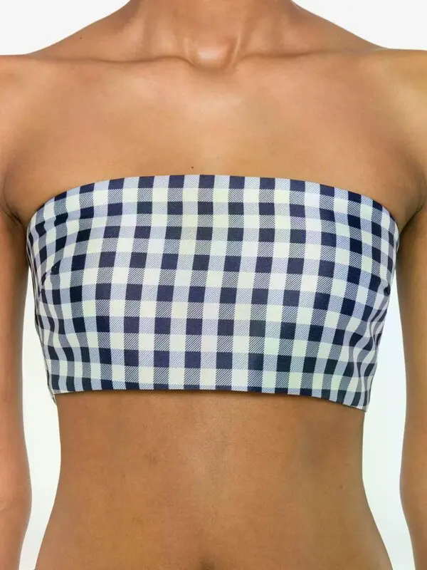 SELF-PORTRAIT Gingham-check Strapless Top