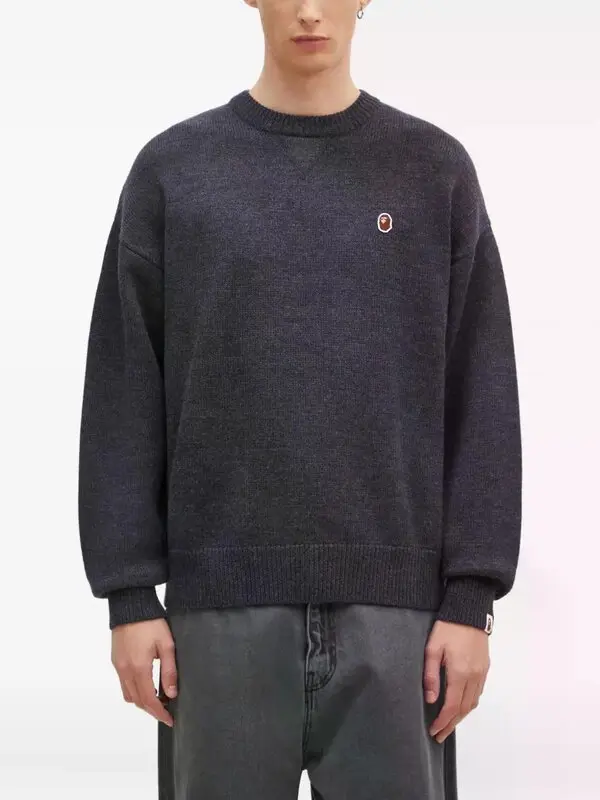 A BATHING APE Logo-appliqué Crew-neck Sweater - Grey