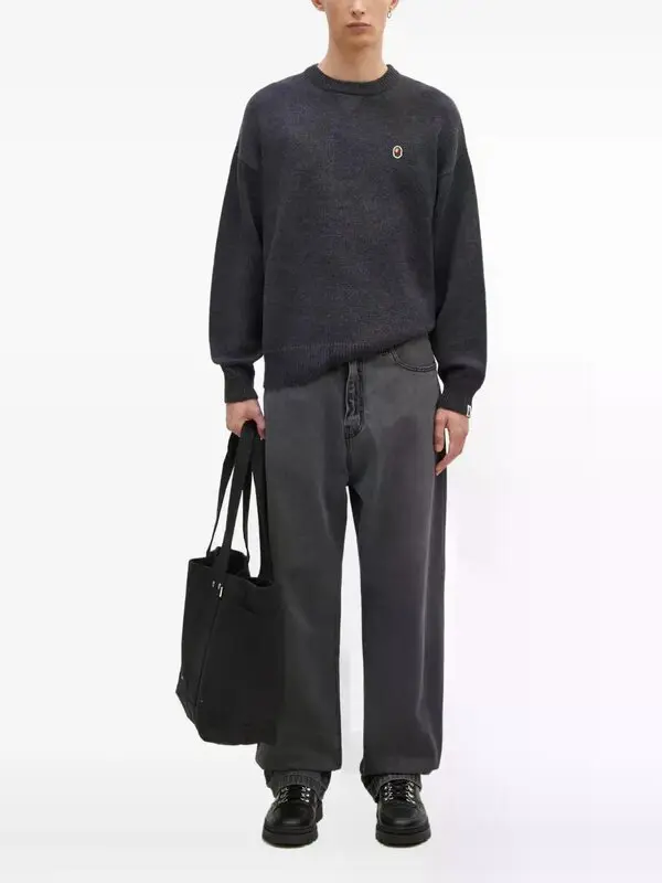 A BATHING APE Logo-appliqué Crew-neck Sweater - Grey