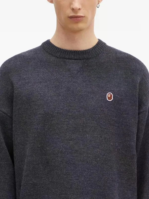 A BATHING APE Logo-appliqué Crew-neck Sweater - Grey