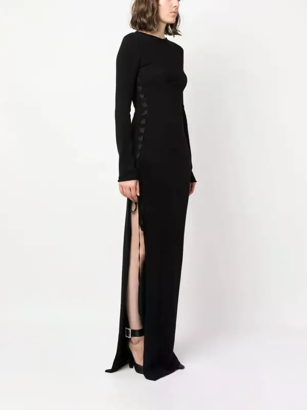 Saint Laurent Side-slit Wool Maxi Dress