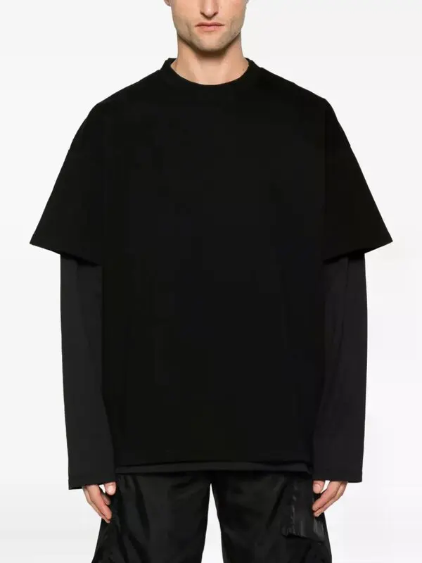 JIL SANDER Layered Cotton T-shirt - Black