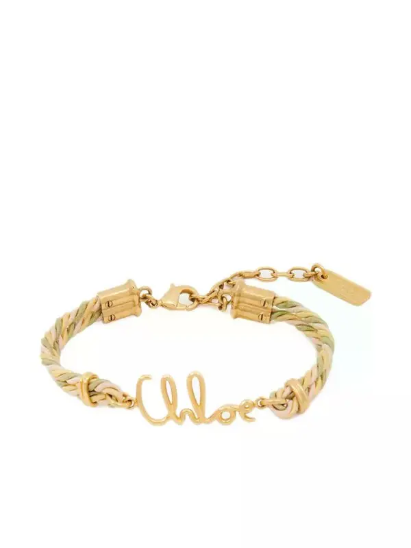 Chloé Plage Logo-plaque Braided Bracelet - Neutrals