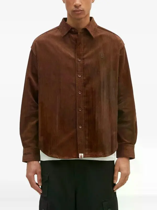 A BATHING APE Corduroy Button-down Shirt - Brown
