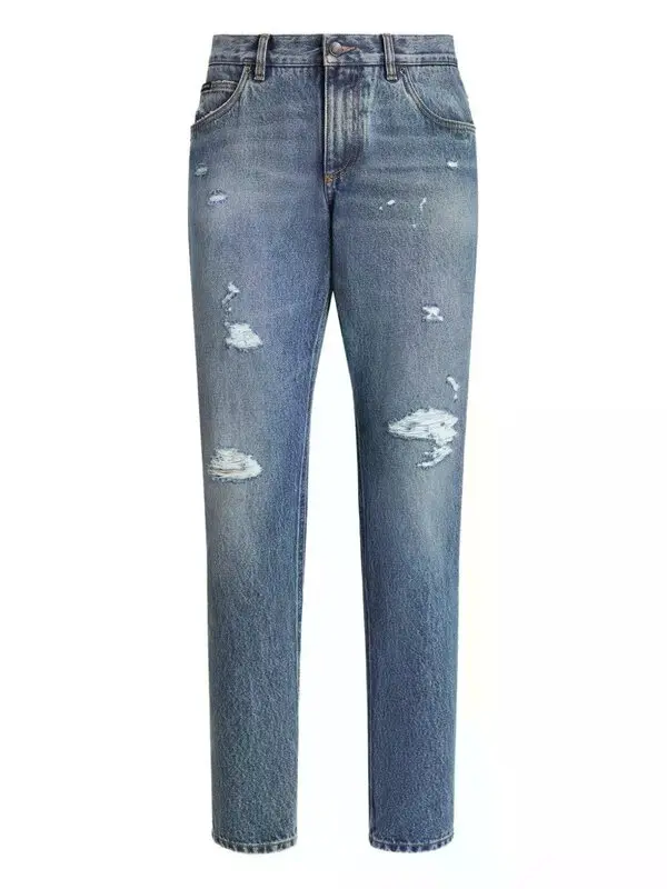 Dolce & Gabbana Distressed Logo-plaque Jeans