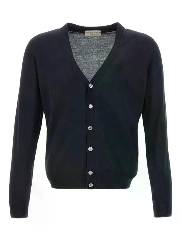 FILIPPO DE LAURENTIIS V-neck Ribbed-edge Merino Wool Cardigan