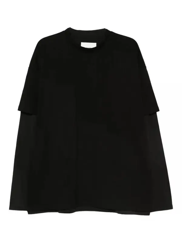 JIL SANDER Layered Cotton T-shirt - Black