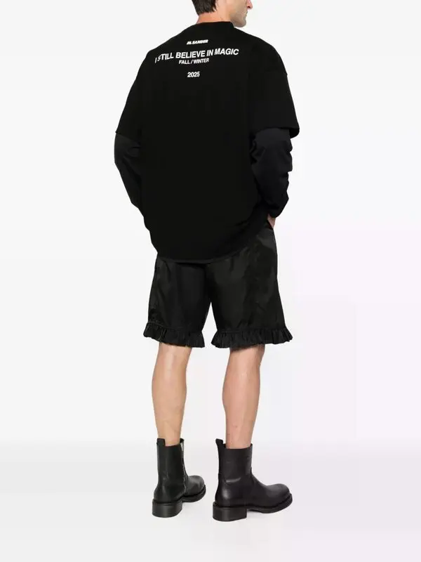 JIL SANDER Layered Cotton T-shirt - Black