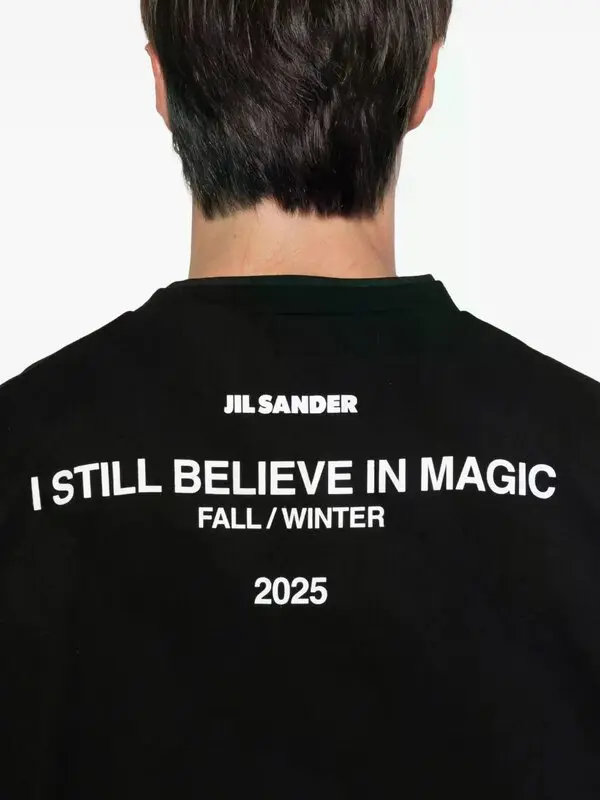 JIL SANDER Layered Cotton T-shirt - Black