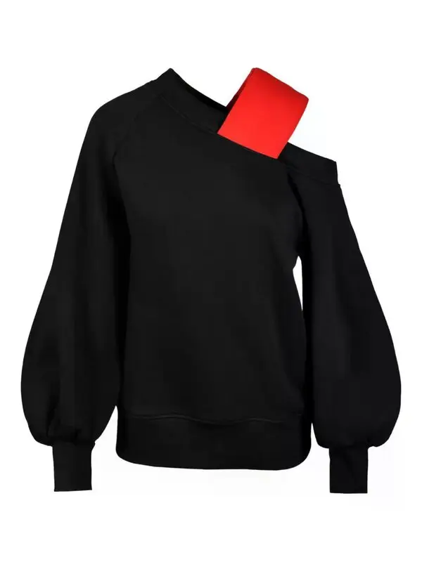 IOANA CIOLACU Sweatshirt With One-shoulder And Balloon Sleeves - Black
