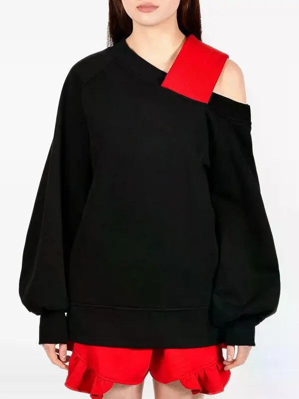 IOANA CIOLACU Sweatshirt With One-shoulder And Balloon Sleeves - Black