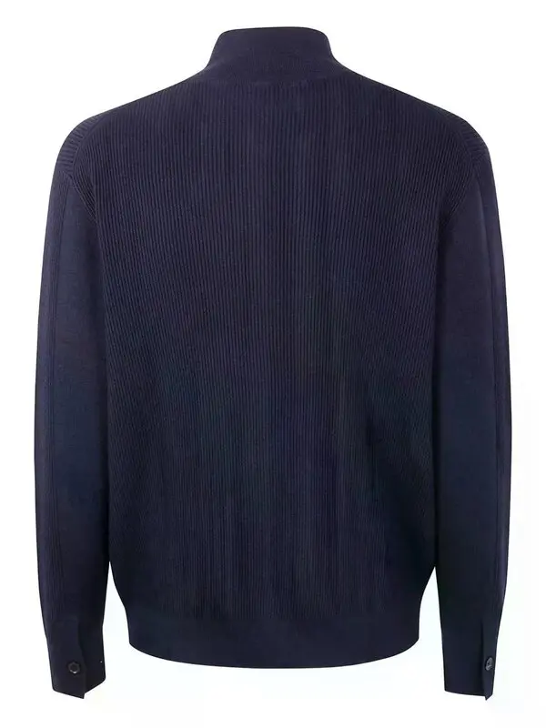 Paul Smith Ribbed Zip-neck Sweater - Blue