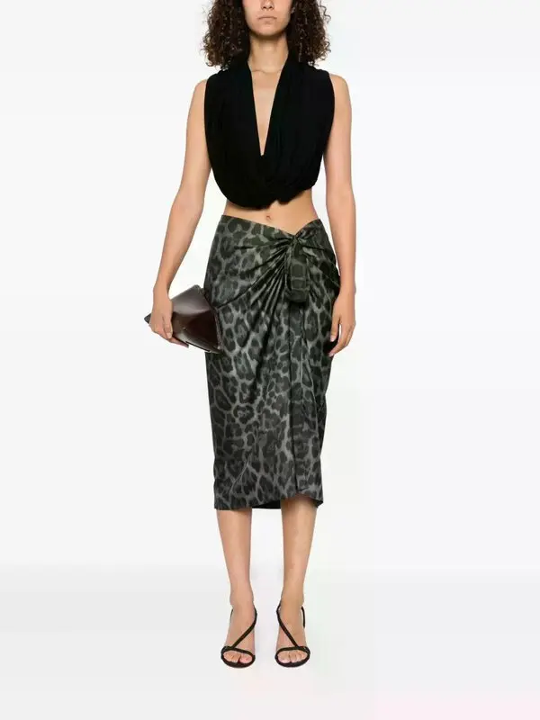 Stella McCartney Leopard Print Asymmetric Skirt - Grey