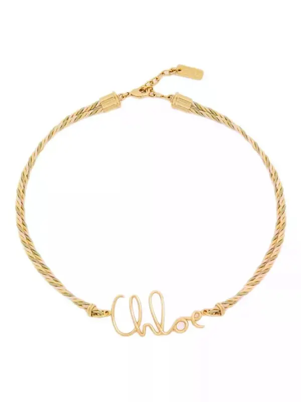 Chloé Plage Braided-cord Logo Necklace - Neutrals