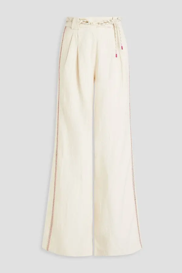 Zimmermann Belted Wide-leg Cotton And Linen-blend Pants