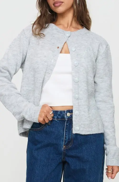 Princess Polly Crewneck Cardigan - Grey