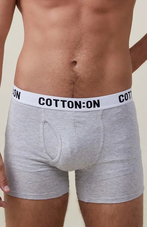 COTTON ON Organic Cotton Trunks - Light Grey Marle White Black