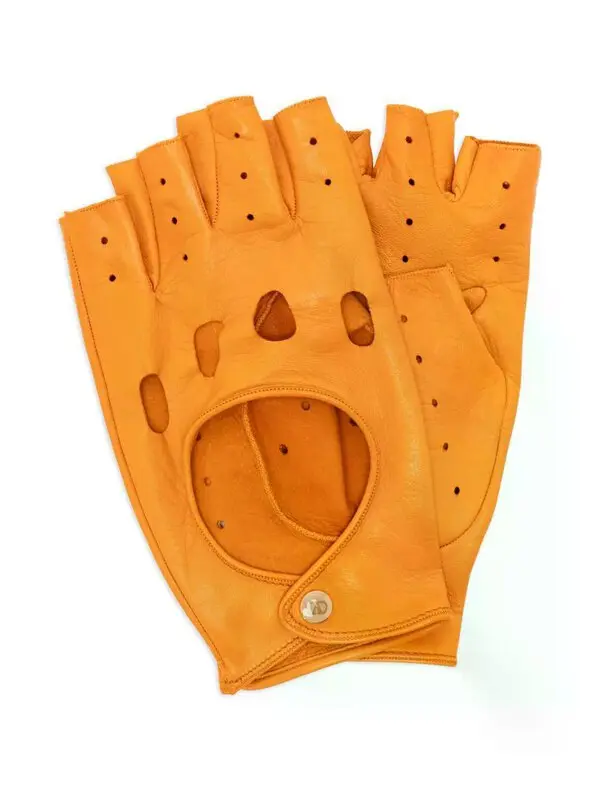 Valentino Garavani Leather Fingerless Gloves - Orange