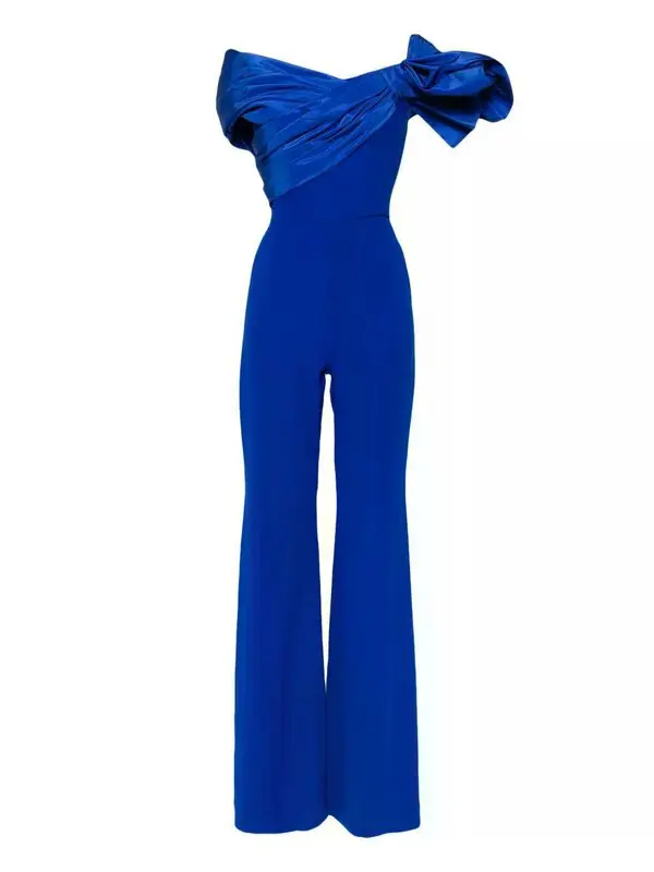 SAIID KOBEISY Draped Bow Jumpsuit - Blue