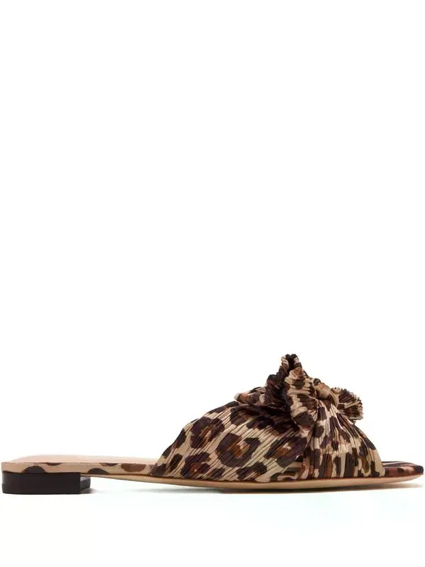 LOEFFLER RANDALL Emilia Leopard-pattern Bow Flat Sandals - Brown