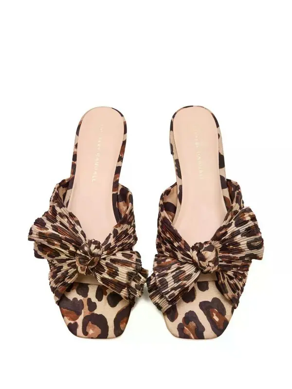 LOEFFLER RANDALL Emilia Leopard-pattern Bow Flat Sandals