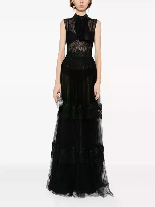 SAIID KOBEISY Lace Sleeveless Dress - Black