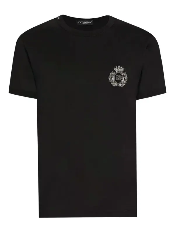 Dolce & Gabbana Cotton T-shirt With Heraldic Patch - Black