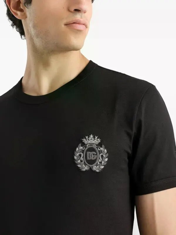 Dolce & Gabbana Cotton T-shirt With Heraldic Patch - Black