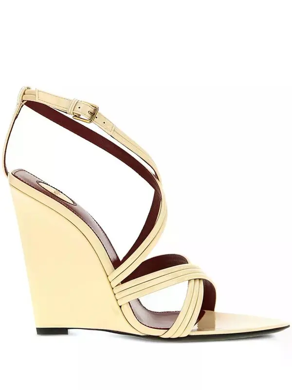 Saint Laurent 110mm Leather Cross-strap Wedge Sandals
