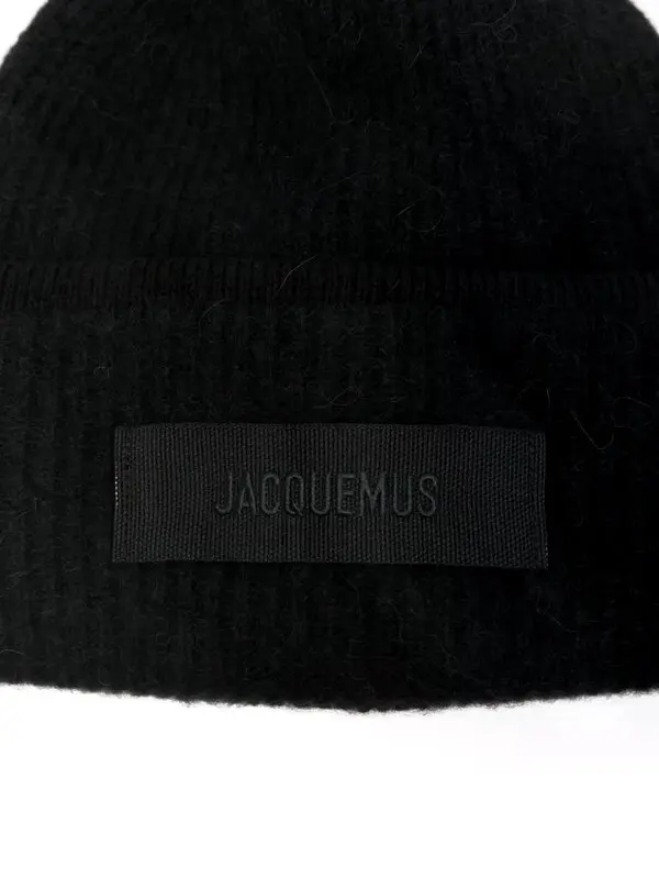Jacquemus Gros Grain Beanie Hat - Black