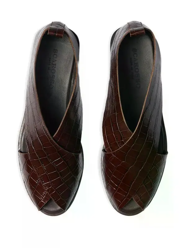 SCAROSSO Eros Crocodile Embossed Leather Sandals