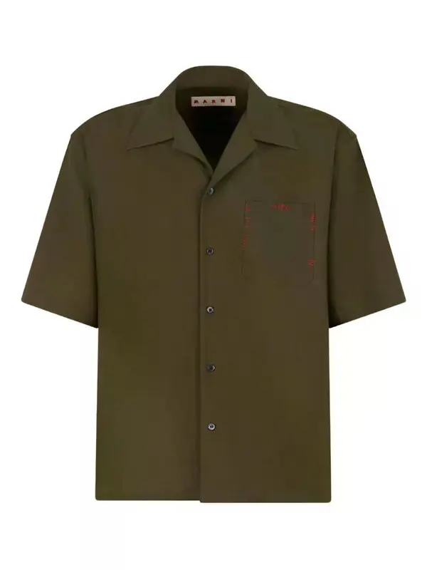 Marni Logo-embroidered Short-sleeve Shirt - Green