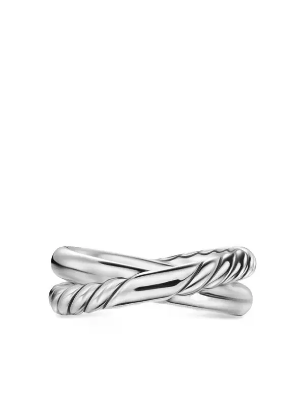 David Yurman Sterling Crossover Ring With Twisted Rope Band