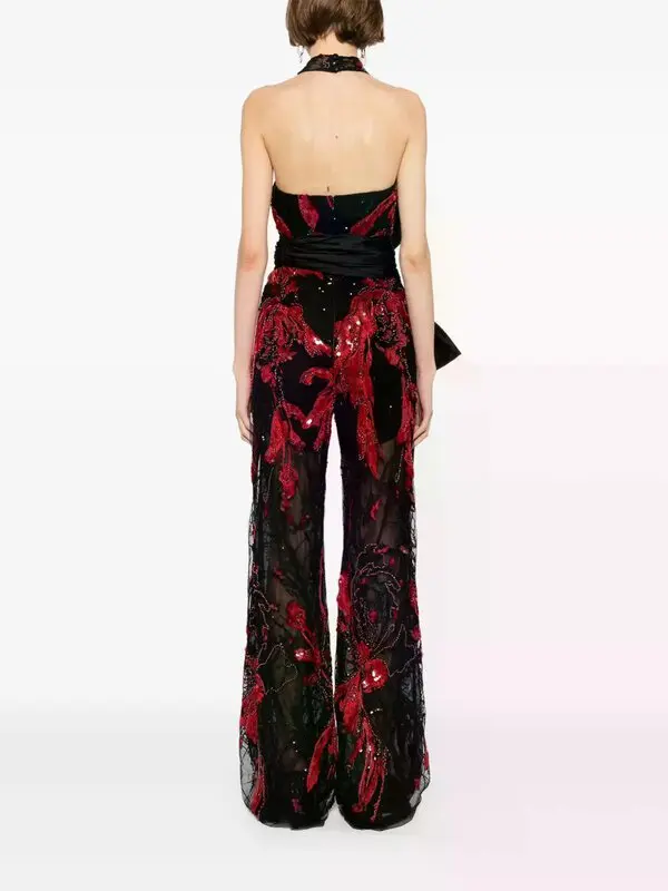 SAIID KOBEISY Strapless Embroidered Jumpsuit With Bow Detail
