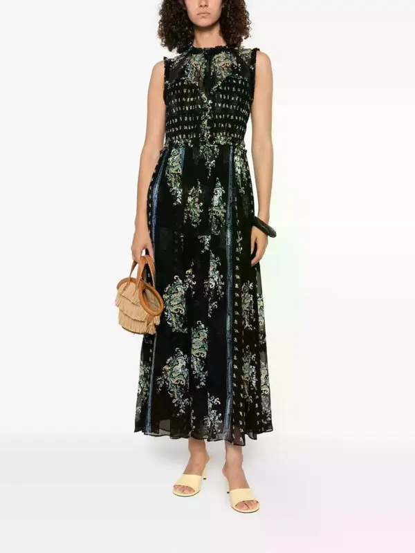 green emerald velvet dress Ulla Johnson Idra Short Sleeve Lace Applique Dress main image 1