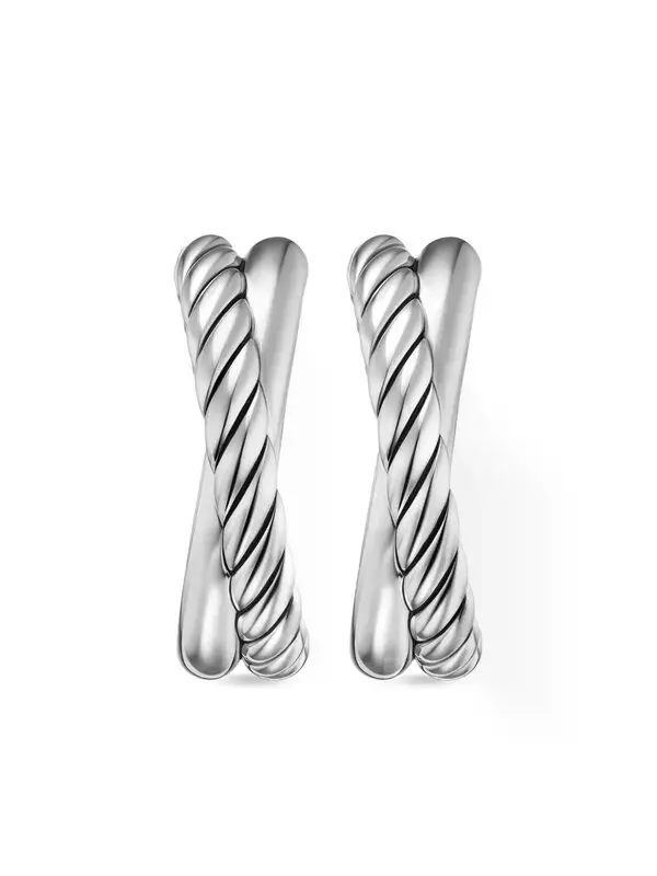 David Yurman Sterling Cable Hoop Earrings - Silver
