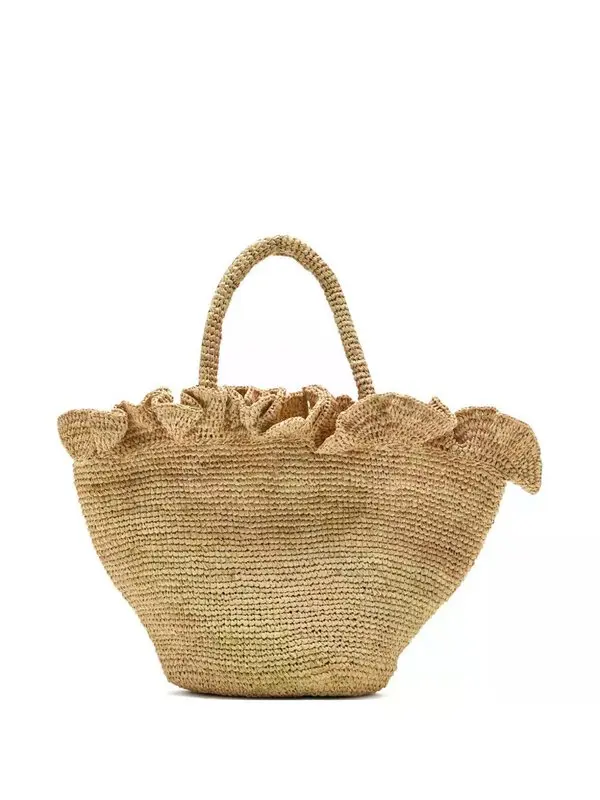 LOEFFLER RANDALL Cyrus Ruffled-straw Tote - Neutrals