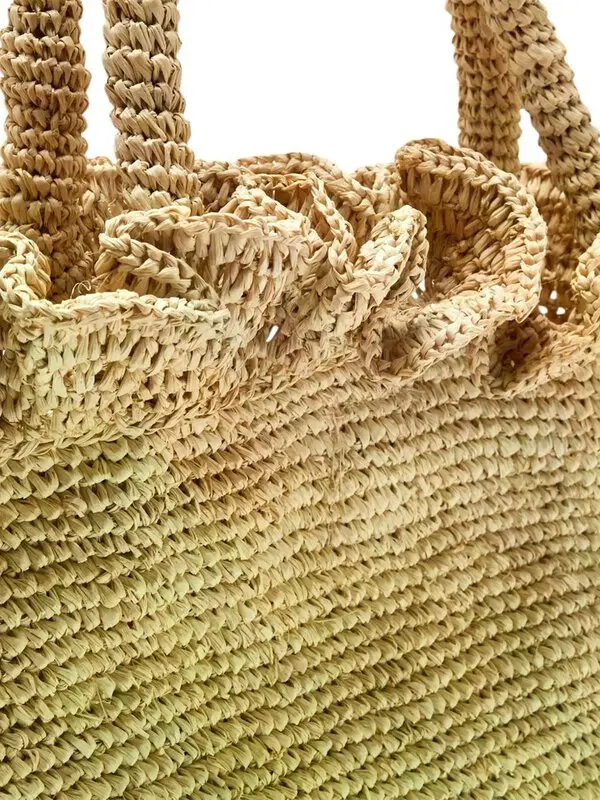 LOEFFLER RANDALL Cyrus Ruffled-straw Tote - Neutrals