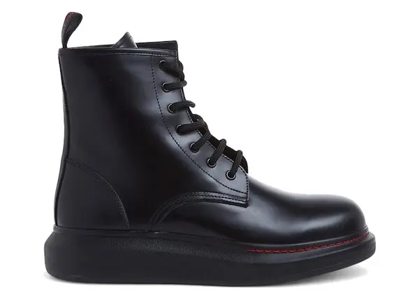 Alexander McQueen Leather Wedge Lace-up Boots - Black