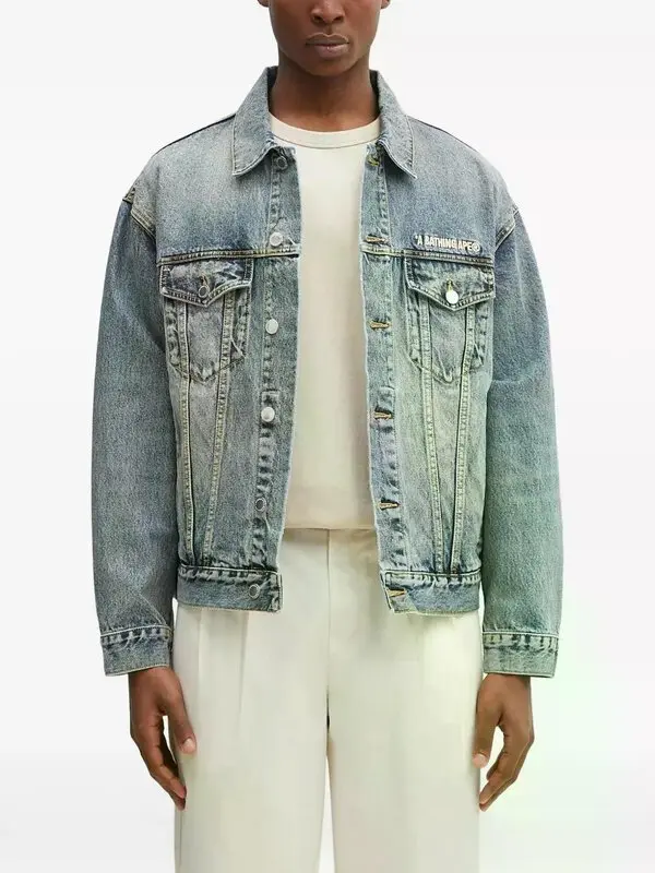 A BATHING APE Logo-embroidered Denim Jacket