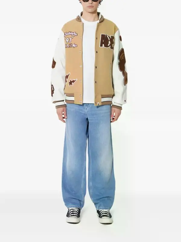 A BATHING APE Appliqué-detail Varsity Jacket