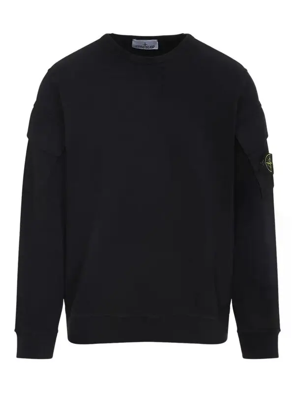 Stone Island Pocket-detail Crew Neck Sweatshirt - Black