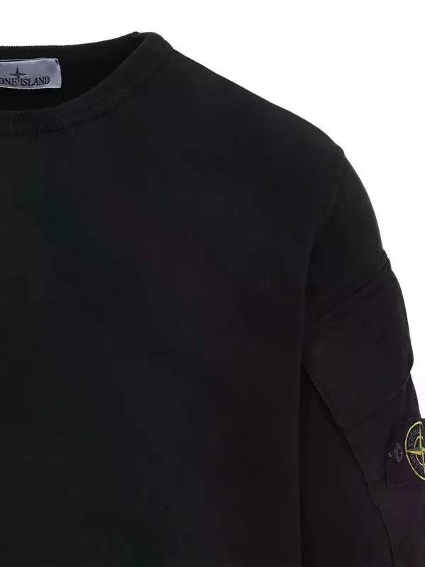 Stone Island Pocket-detail Crew Neck Sweatshirt - Black