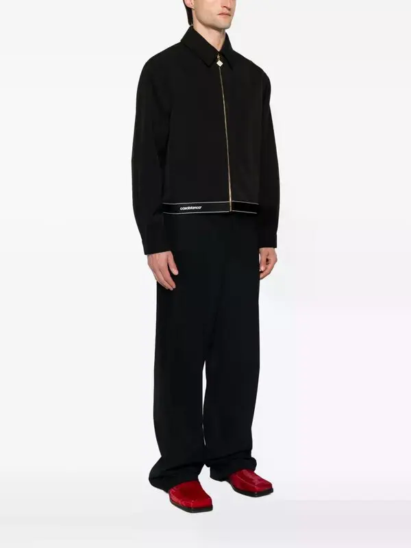Casablanca Wool Zip-up Jacket With Logo Detail