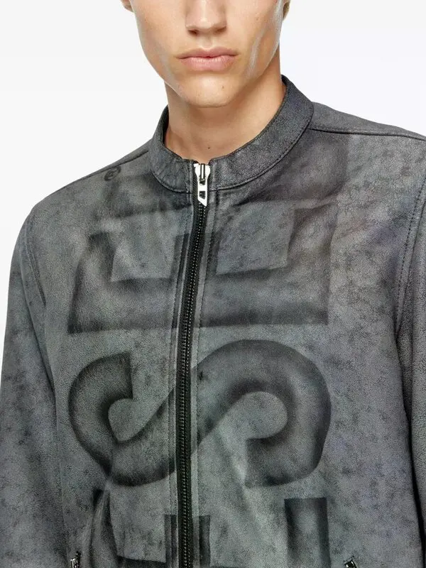 DIESEL® L-evert-a Logo-print Leather Jacket